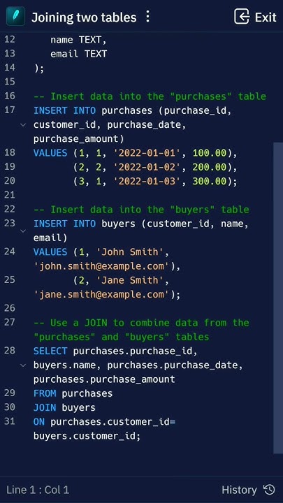 Simple SQL code || Joining two tables || Structured Query Language #programming #sql - YouTube