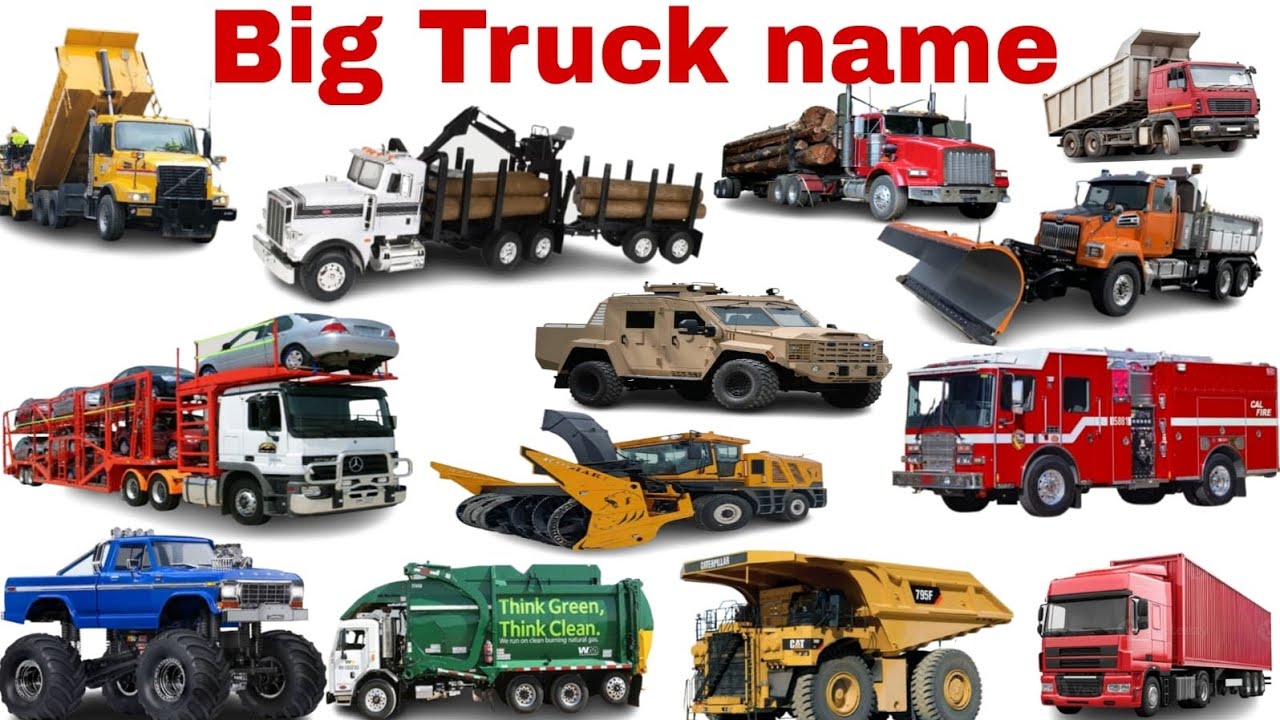 Vehicle name| Truck Names For Kids|Learn 20 Big Vehicle Names, Trucks ...