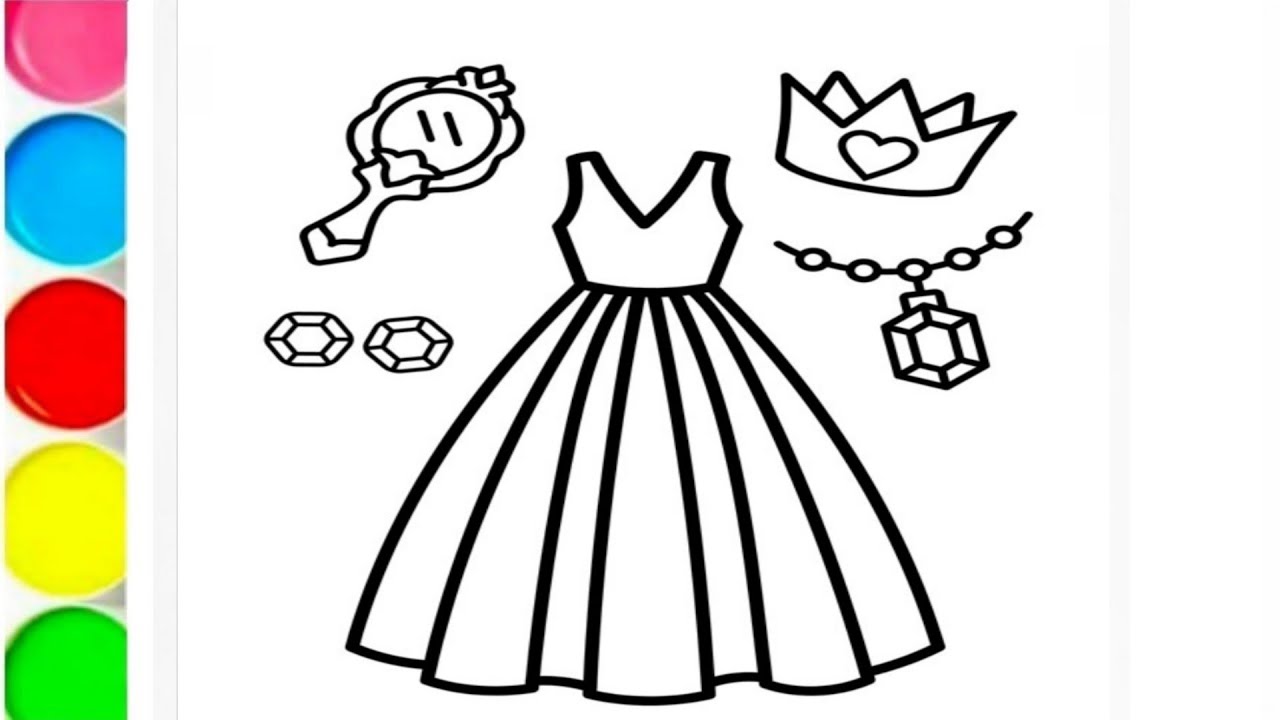 How to draw girl accessories for kids, princess dress drawing ...