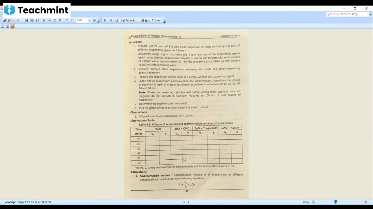 Practical No 06 Determination of Sedimentation Volume with different ...