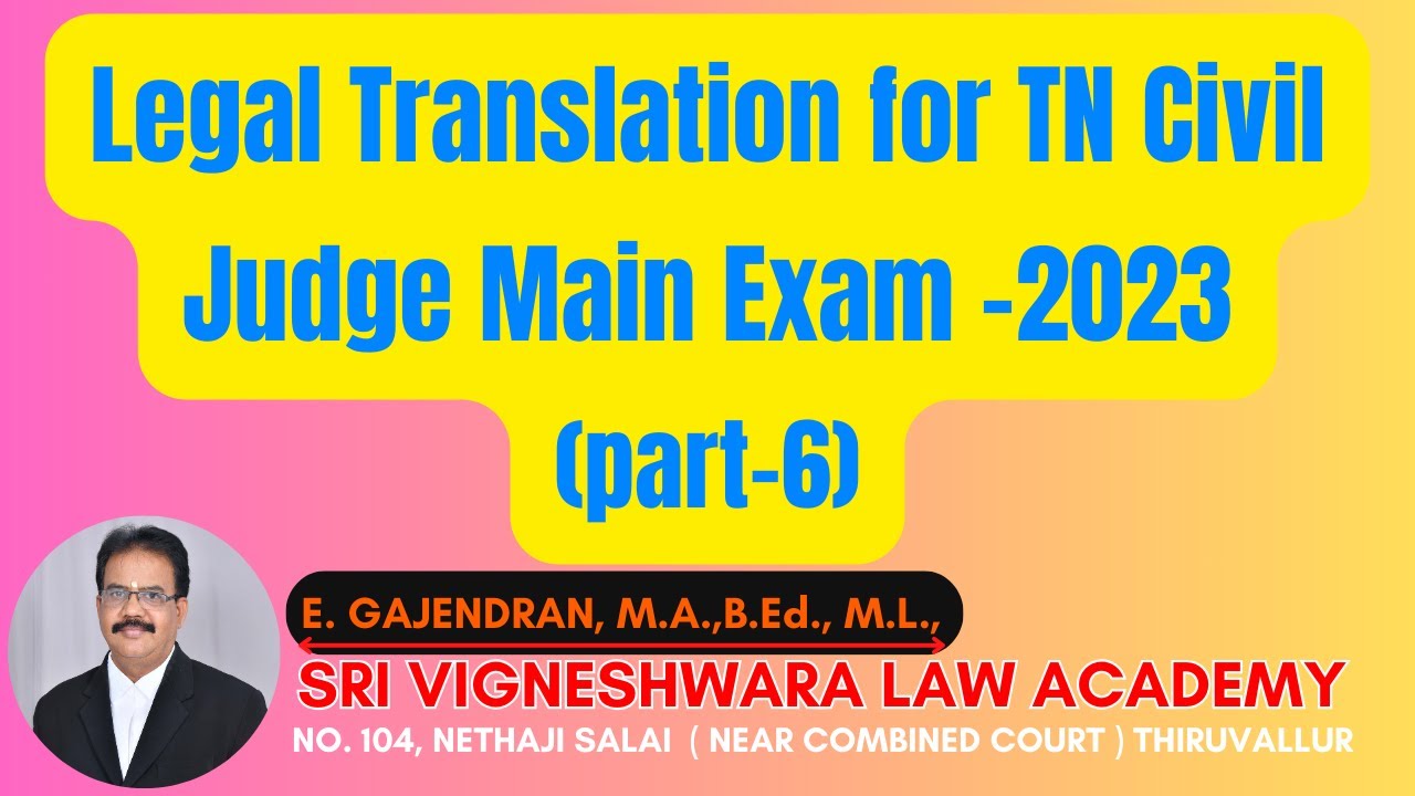 Legal Translation for TN Civil Judge Main Exam -2023 (part -6 ) | TAMIL ...