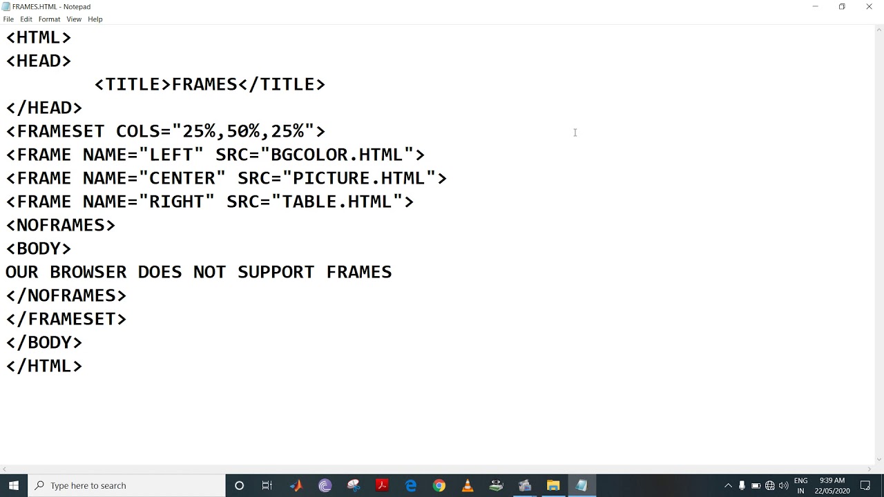 Frameset Tag YouTube Frameset Tag YouTube
