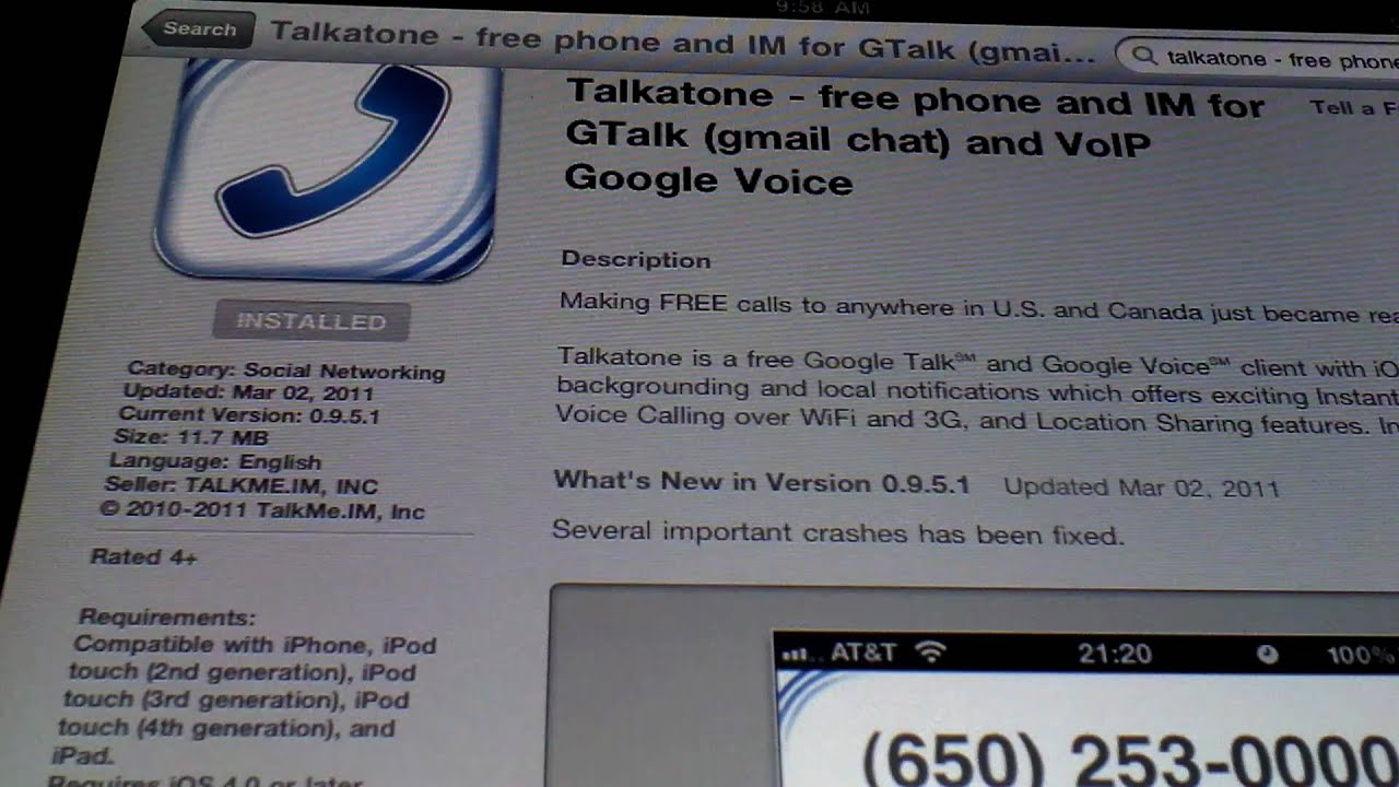 Free Google Phone Calls using Talkatone on iPad / iPad 2 / iPhone ...