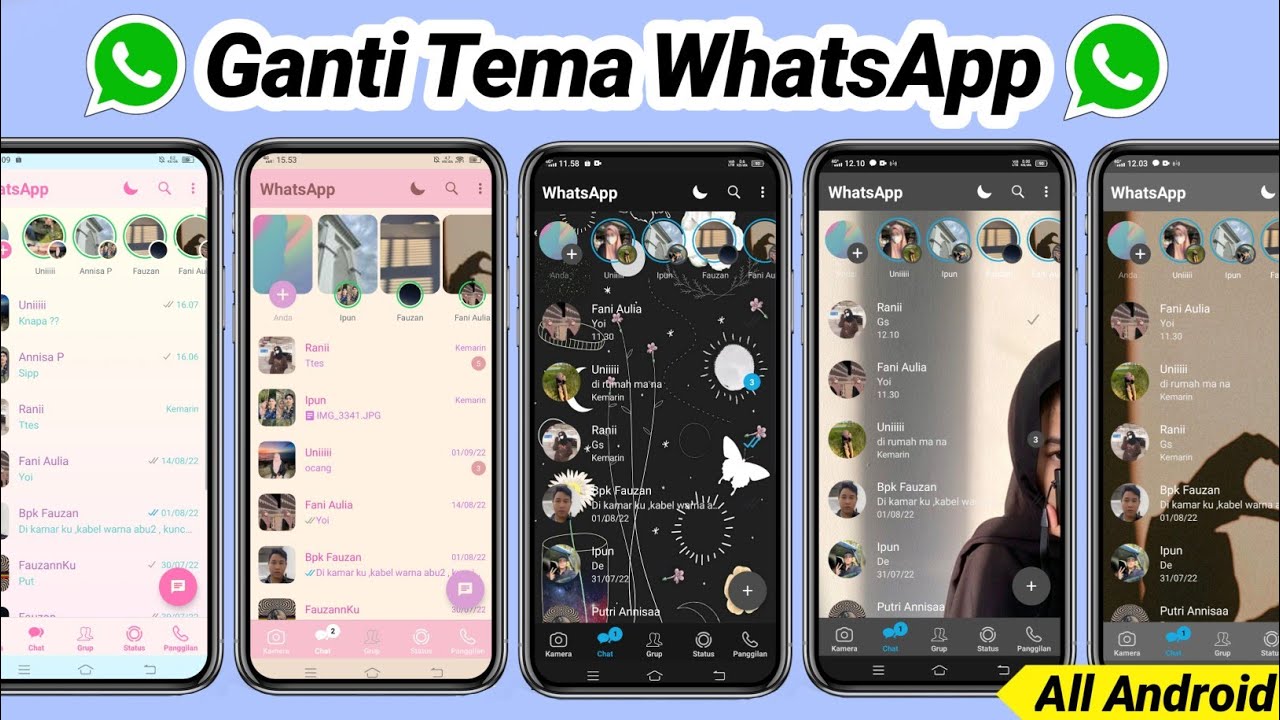 Cara ubah tema / tampilan Wa jadi keren semua hp android ! - YouTube