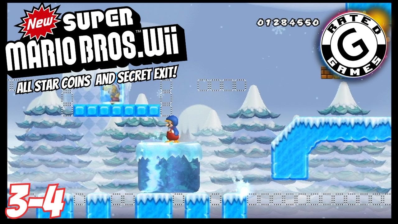World 3-4 ALL Star Coins and SECRET EXIT 🪙🪙🪙 New Super Mario Bros. Wii ...