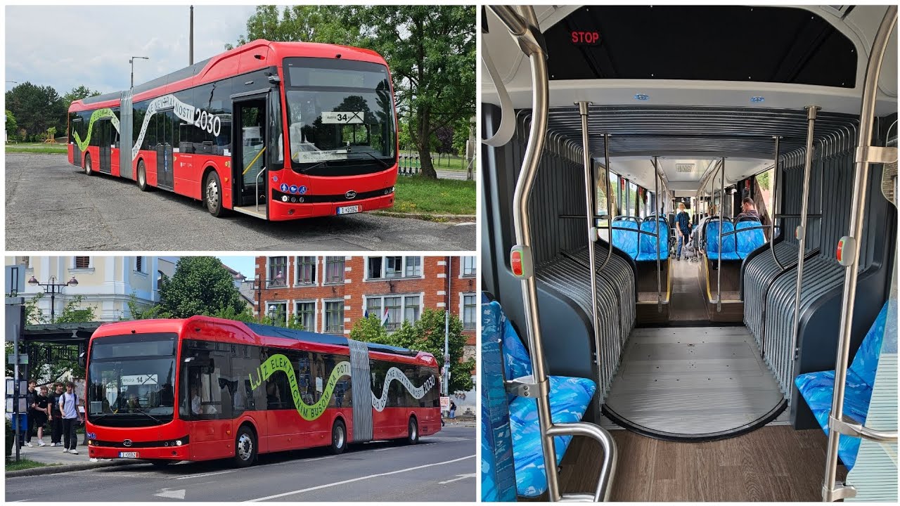 Utazás a CSUKLÓS BYD tesztbusszal a 32-es vonalon (BYD B18) - YouTube