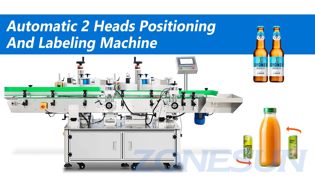 Automatic Bottle Labeling Machine For 2 Separate Label Rolls - YouTube