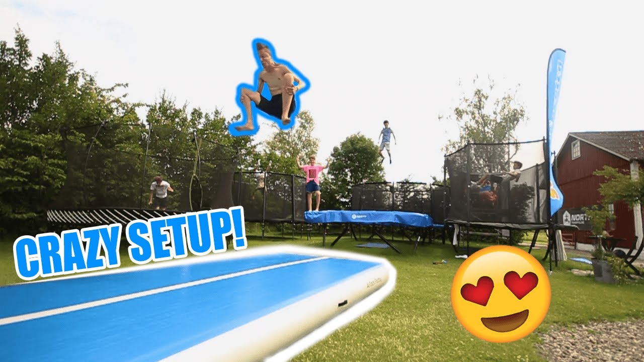 THE DREAM BACKYARD! (AIRTRACK + 7 TRAMPOLINES!) - YouTube