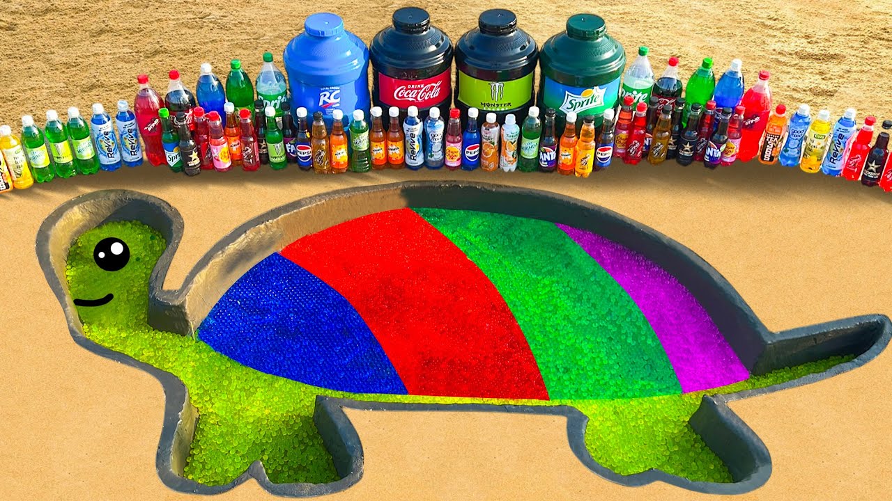 How to Make Rainbow Turtle with Orbeez and Big Coke, Fanta, 7up, Pepsi ...