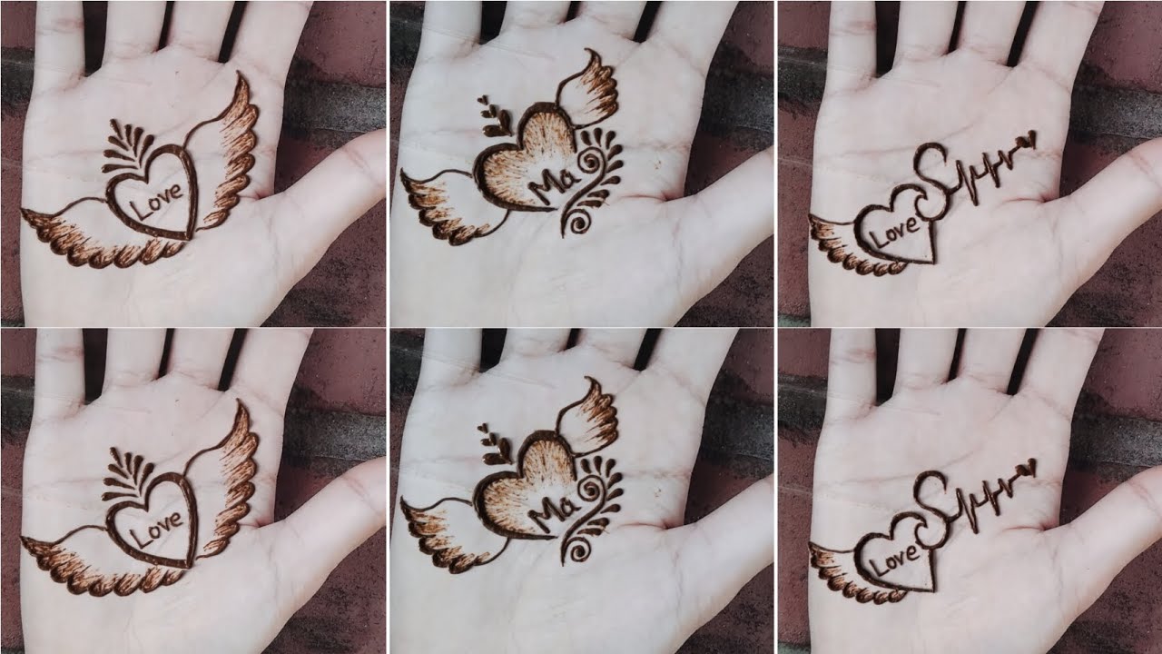 New latest easy trick! New love tattoo style mehndi design for ...