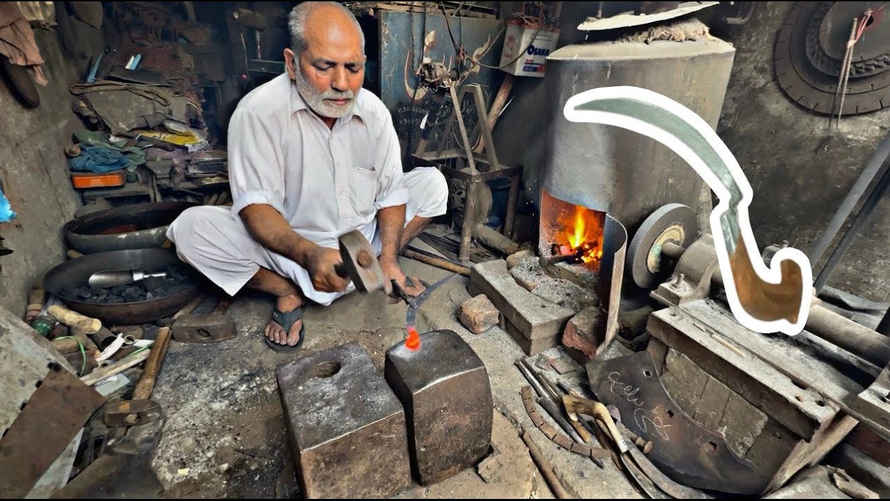 🔥 Old Blacksmith Forging a Hand Sickle from Old Files | Traditional ...