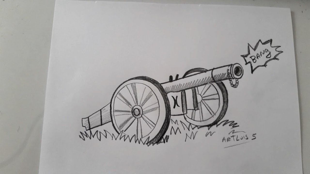 Cómo dibujar un cañón | How to draw a cannon - YouTube