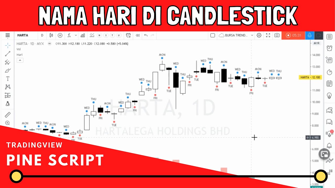 Nama hari di candlestick • TRADINGVIEW PINE SCRIPT - YouTube