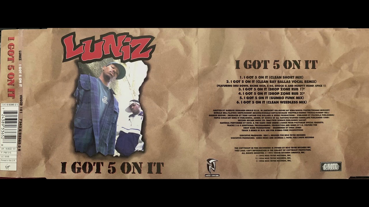 LUNIZ ( I GOT 5 ON IT )( Clean Short Mix ) IMPORT CD REMIXES Yukmouth E ...