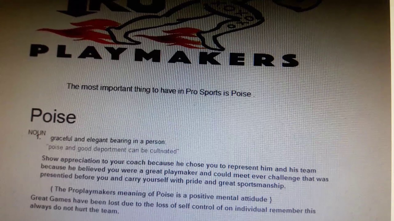 The Pro Playmakers Meaning Of Poise - YouTube