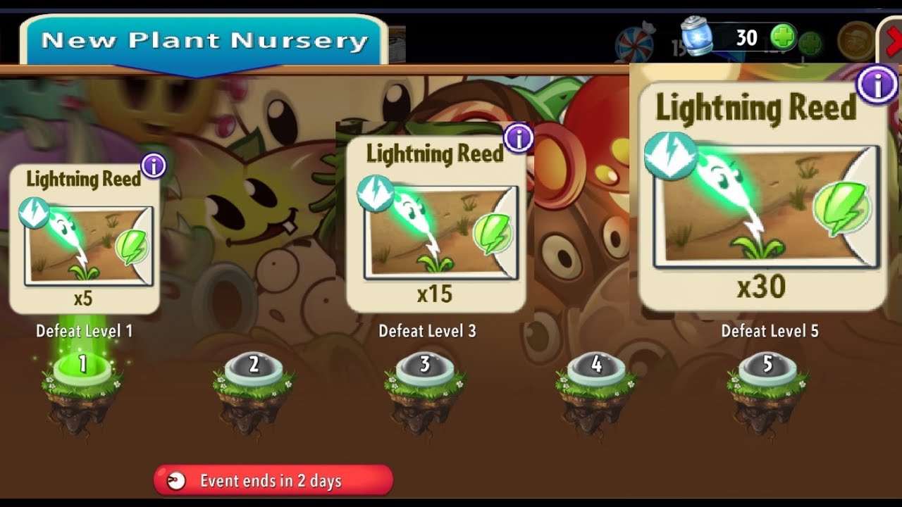 PLANTS VS ZOMBIES 2 - LIGHTNING REED - NEW PLANT NURSERY - gameplay ...