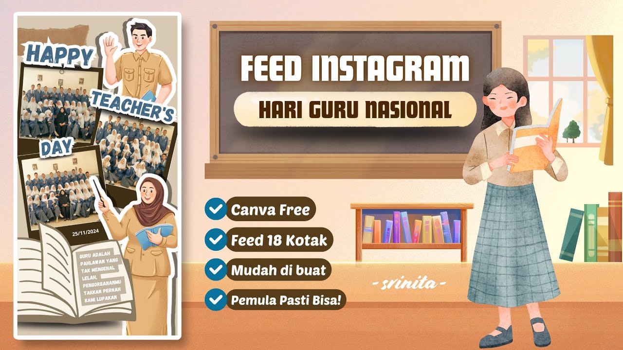 Cara Membuat Feed ig Kelas Tema Hari Guru Nasional di Canva || Feed ig ...