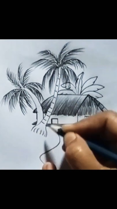 how to draw a house hut | Hut drawing | how to draw Hut #shorts - YouTube