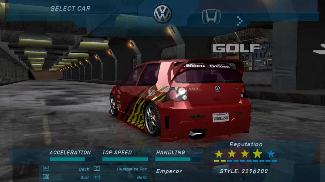NFS Underground Definitive Edition | Golf GTI | Customization and ...