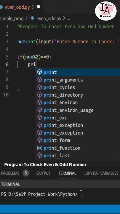 Find Even Odd Numbers From Python Shorts Pythonprogramming Infoanilshorts Youtube