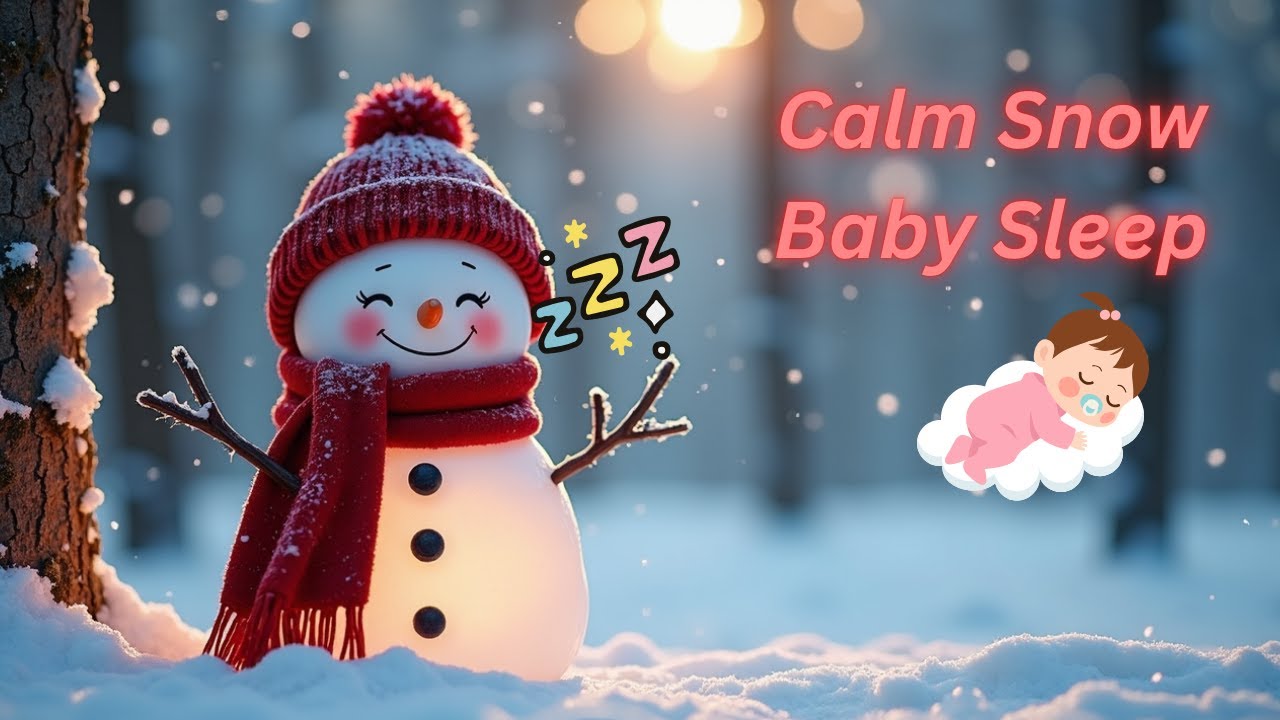 Calm Falling Snow ️ Baby Sleep Music | Peaceful Snowman Forest Lullaby ...