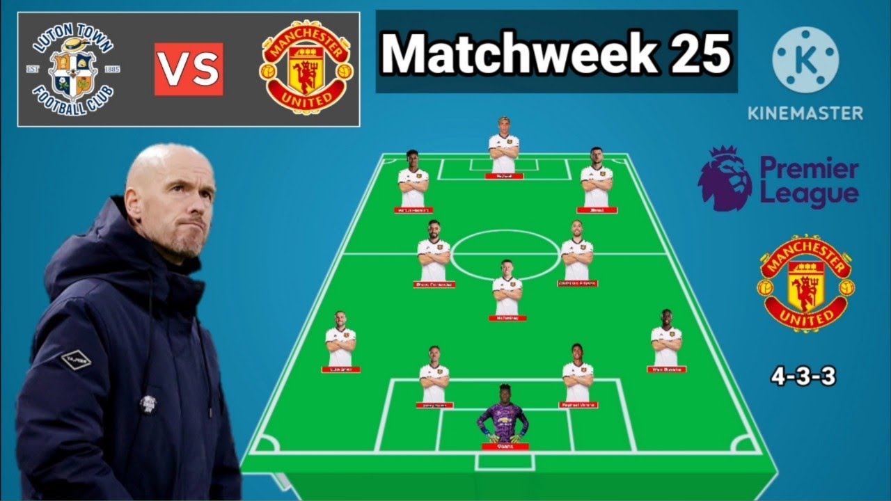 Luton Town vs Manchester United Line Up 4-3-3 With Eriksen Matchweek 25 ...