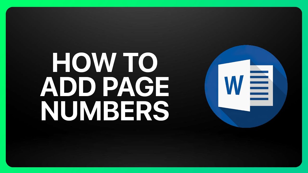How To Add Page Numbers In Microsoft Word Tutorial - YouTube