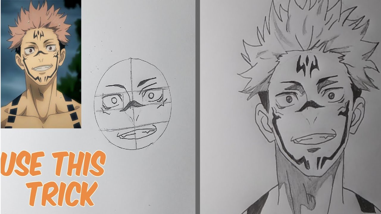 sukuna drawing tutorial step by step||step by step drawing sukuna # ...