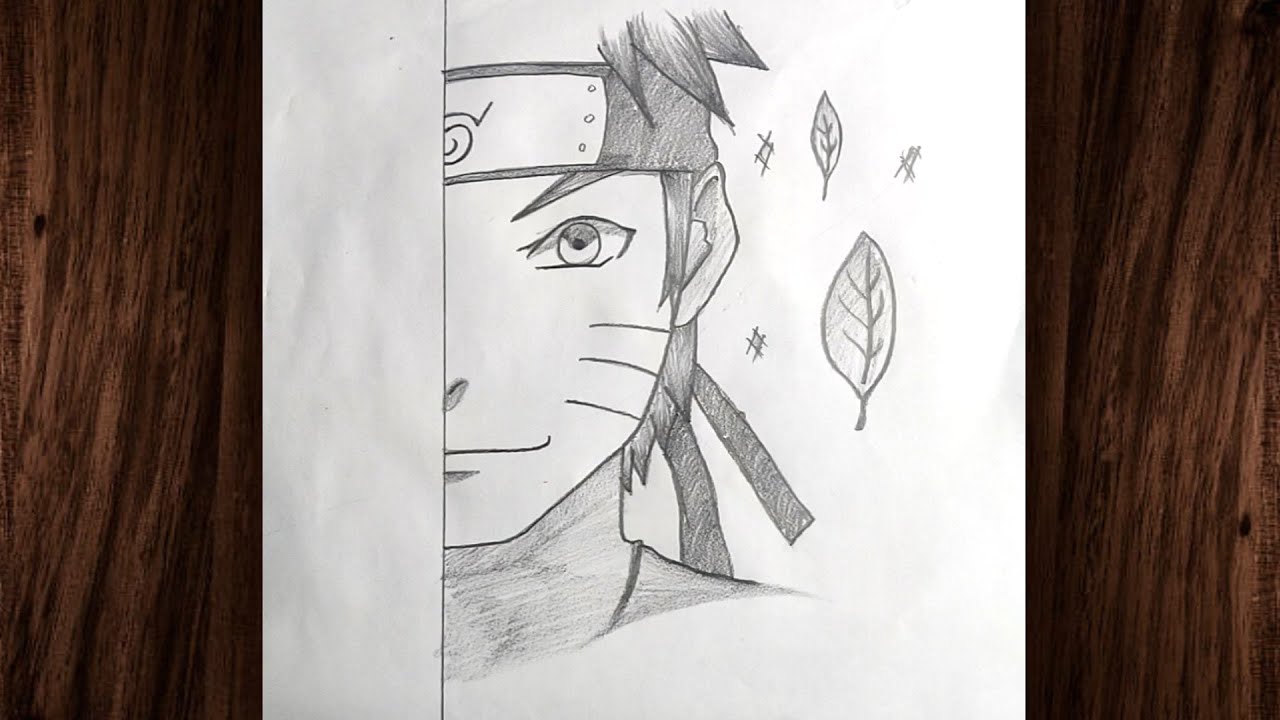 Easy anime sketch | how to draw naruto half face step-by-step - YouTube