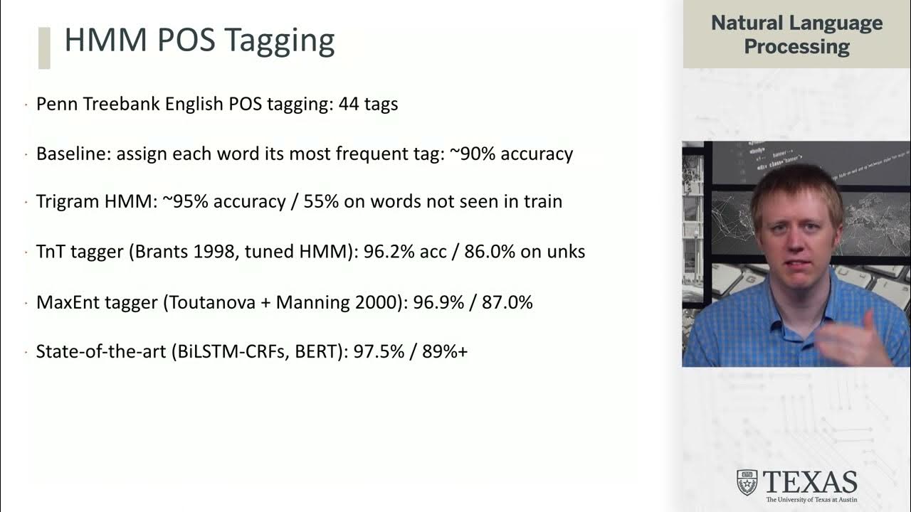HMMs for POS Tagging (Natural Language Processing at UT Austin) - YouTube