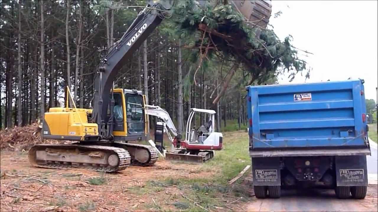 Excavator Loading Brush - YouTube
