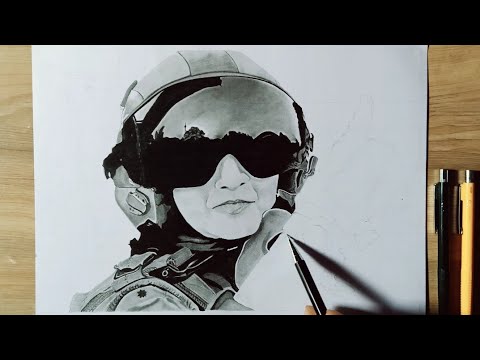 How to draw a girl pilot||Pencil sketch||drawing fighter pilot - YouTube