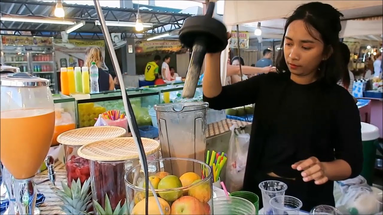 Thai Fruit Juice - Thailand Street Smoothies - YouTube