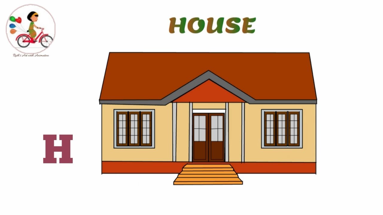 How to draw House 🏠 easy Drawing H for house and small animation # ...