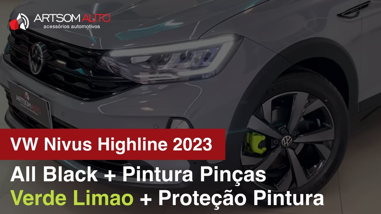 VW Nivus Highline 2023 - All Black + Pintura Pinças Verde Limao ...
