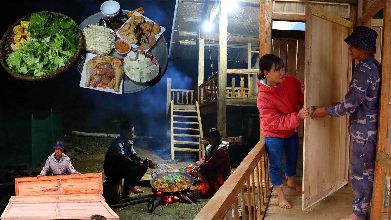 full video 100 days building a wooden house | Finishing the wooden ...