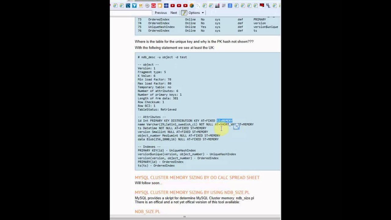 (Pendiente) Explicación de namespaces de MySQL Cluster, ndb_desc tool ...
