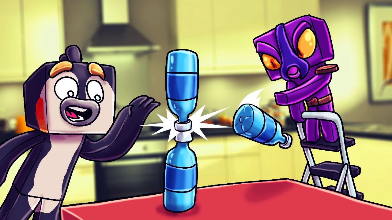 Minecraft Animation | Bottle Flip Trick Shot Rivalry! (Minecraft ...