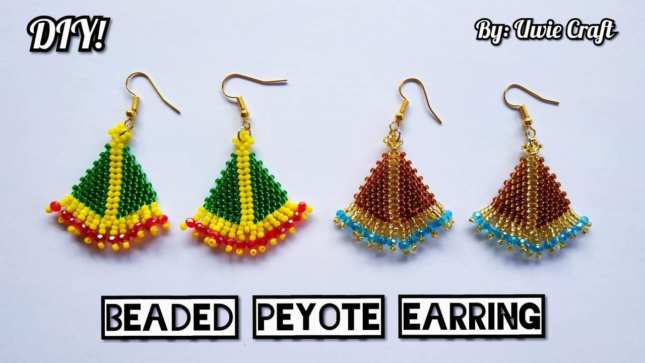 Beading Tutorial: How to make Beaded Earring//Beaded Peyote Earring ...