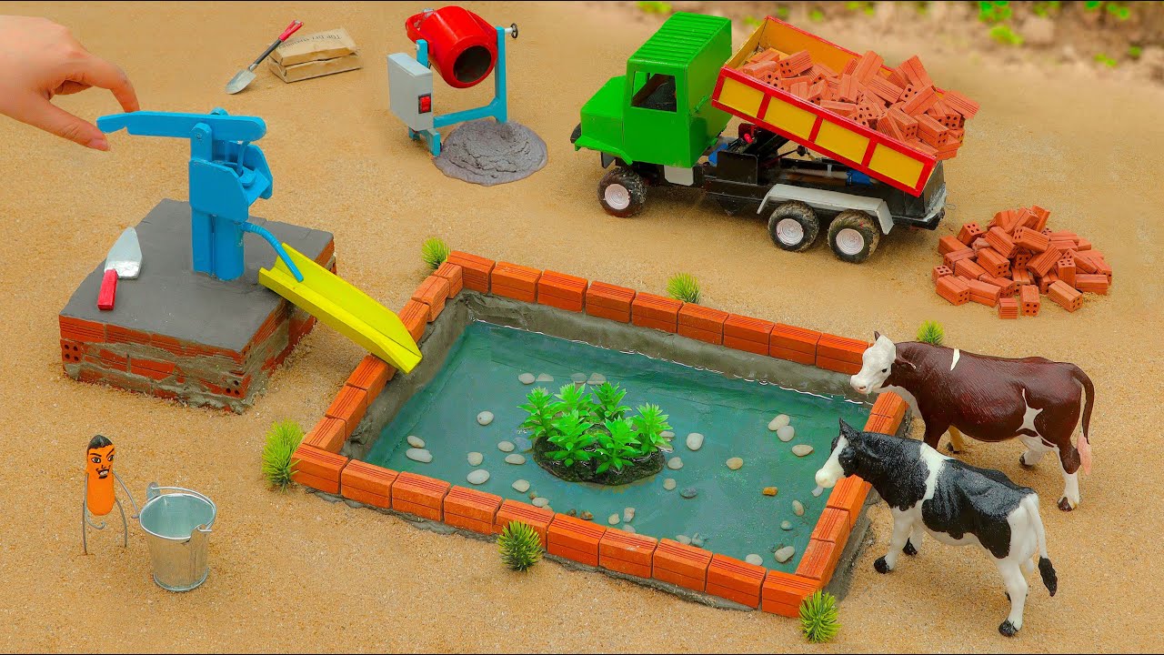 diy mini tractor Hand Pump Construction Project | made of bricks ...