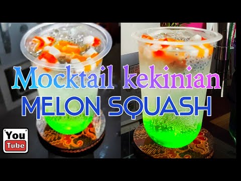 resep membuat mocktail kekinian melon squash - YouTube