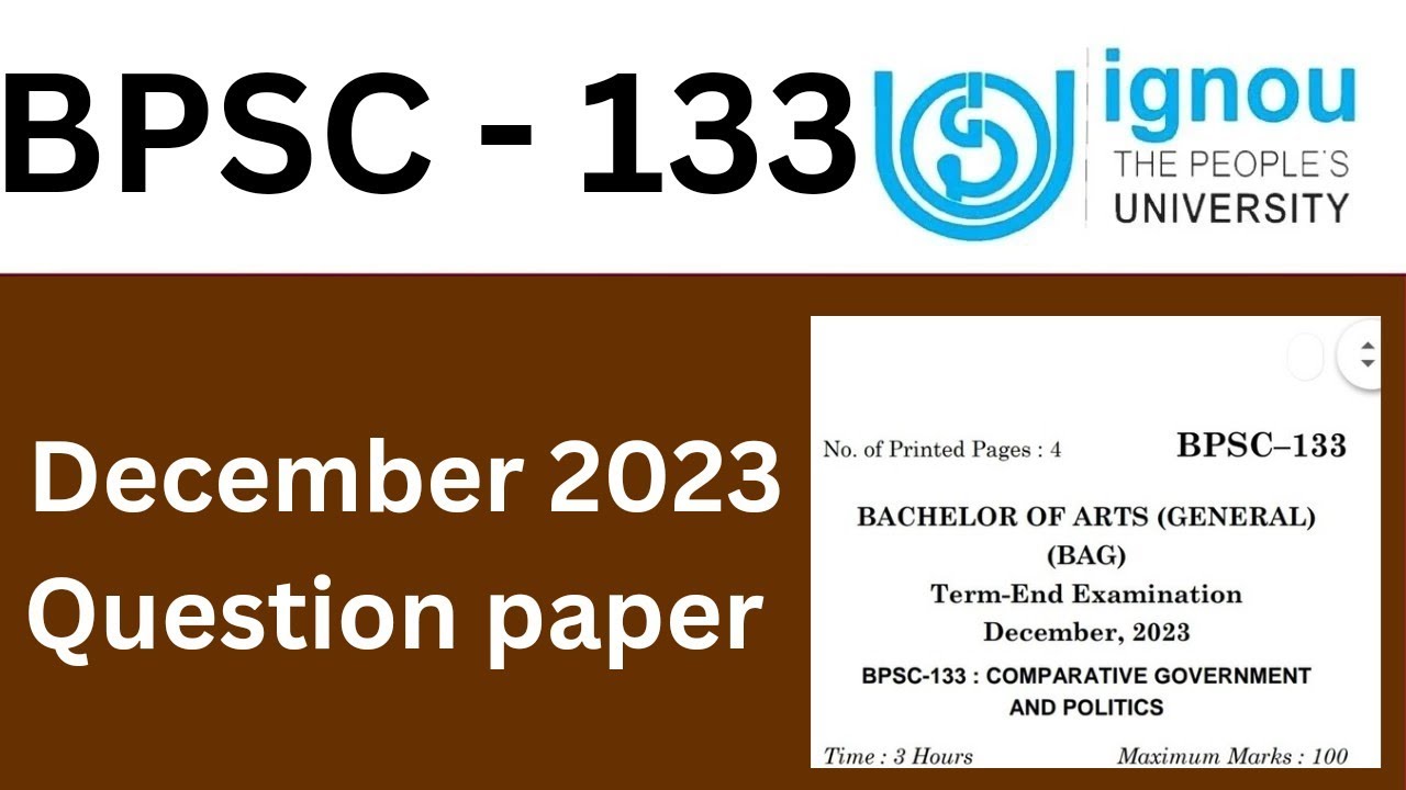 IGNOU BPSC 133 previous year question paper| IGNOU BPSC 134 Important ...