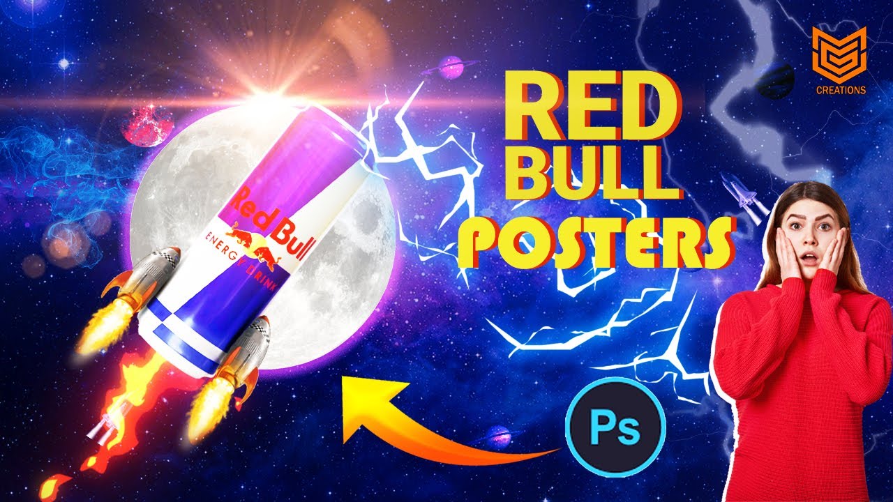 RED BULL POSTER || how to edit RED BULL poster || photoshop 0.7 || venu ...