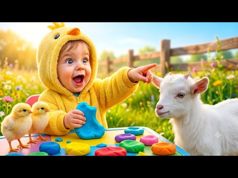 Baby Plays with Colorful Play-Doh & Cute Baby Animals! 🎨😺🐶 | Learn Colors for Toddlers 