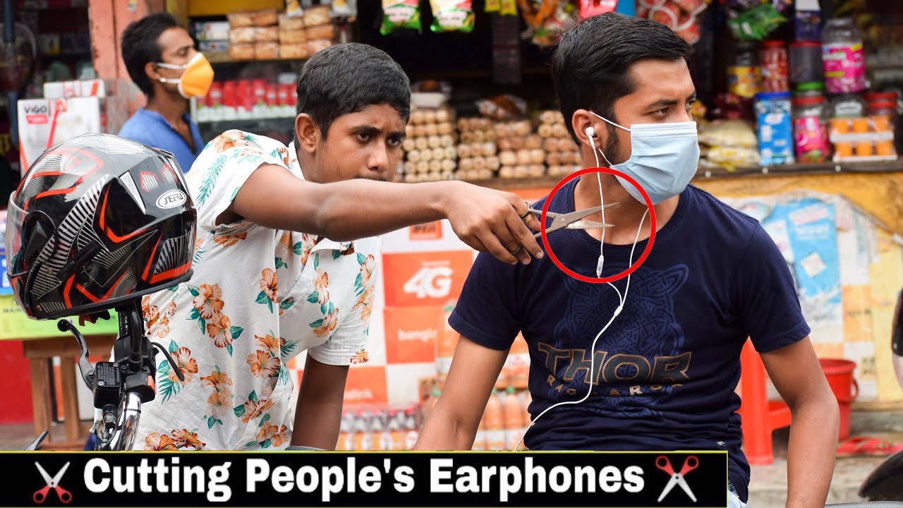 Cutting Peoples Earphones - Then Giving Them Airpods - Prank PART 2 ...