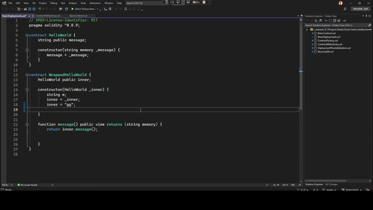 Editing Solidity contract in Visual Studio using StratisEVM extension - YouTube