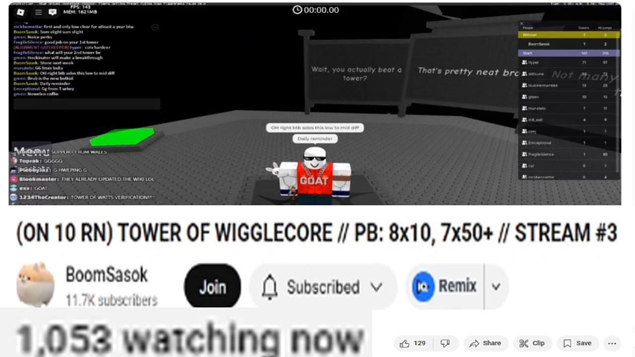 BoomSasok BEATING ToW live reaction - Roblox - YouTube