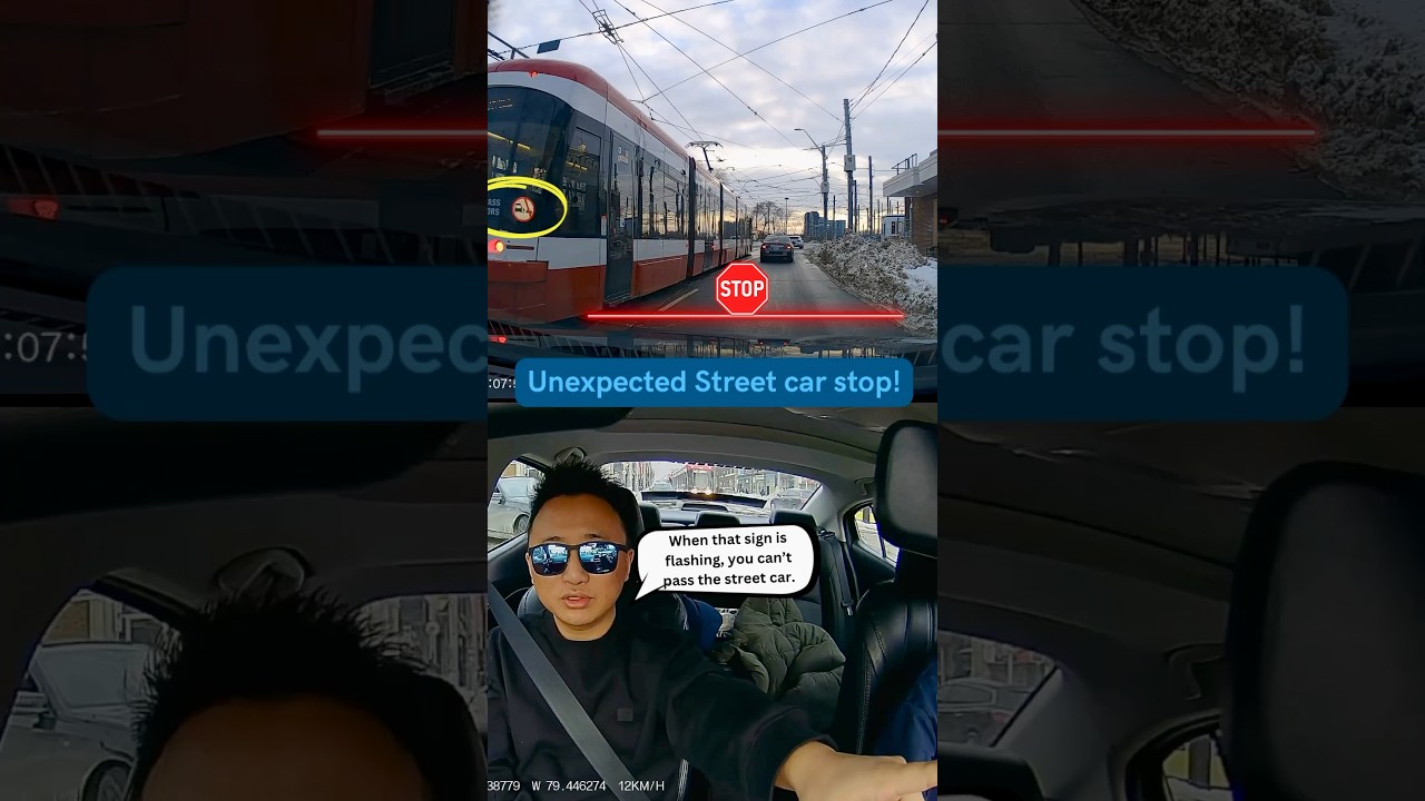 Unexpected street car stop! Always be alert while driving in Toronto. # ...
