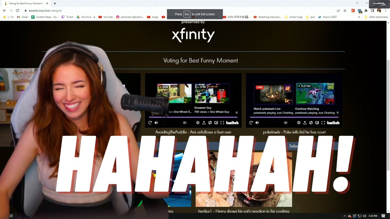 Pokimane's vote on the Best Funny Moment | NymN's New Year Show - YouTube