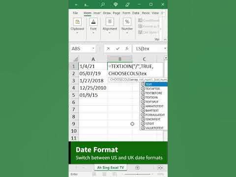 Switch between US and UK date formats by using Excel functions - YouTube